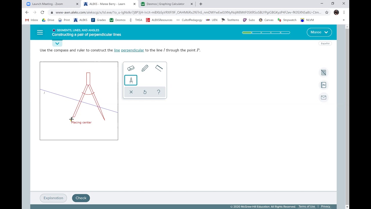 Constructing a pair of perpendicular lines