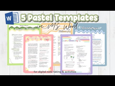 MS Word Pastel Templates for Digital note taking, aesthetic, ol class activity, how I take notes 📝