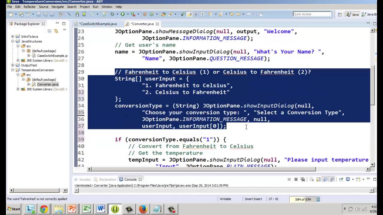 Basic Java Temperature Converter Part 4