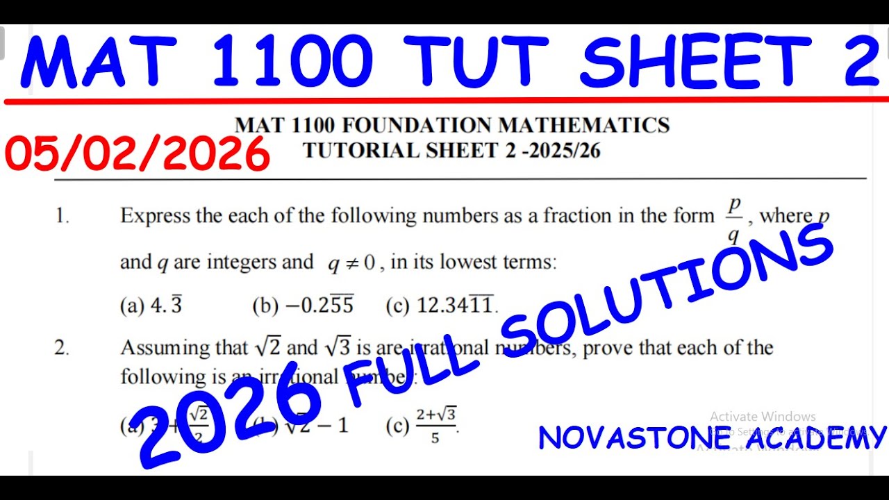 MAT 1100 TUTORIAL SHEET 2 SOLUTIONS