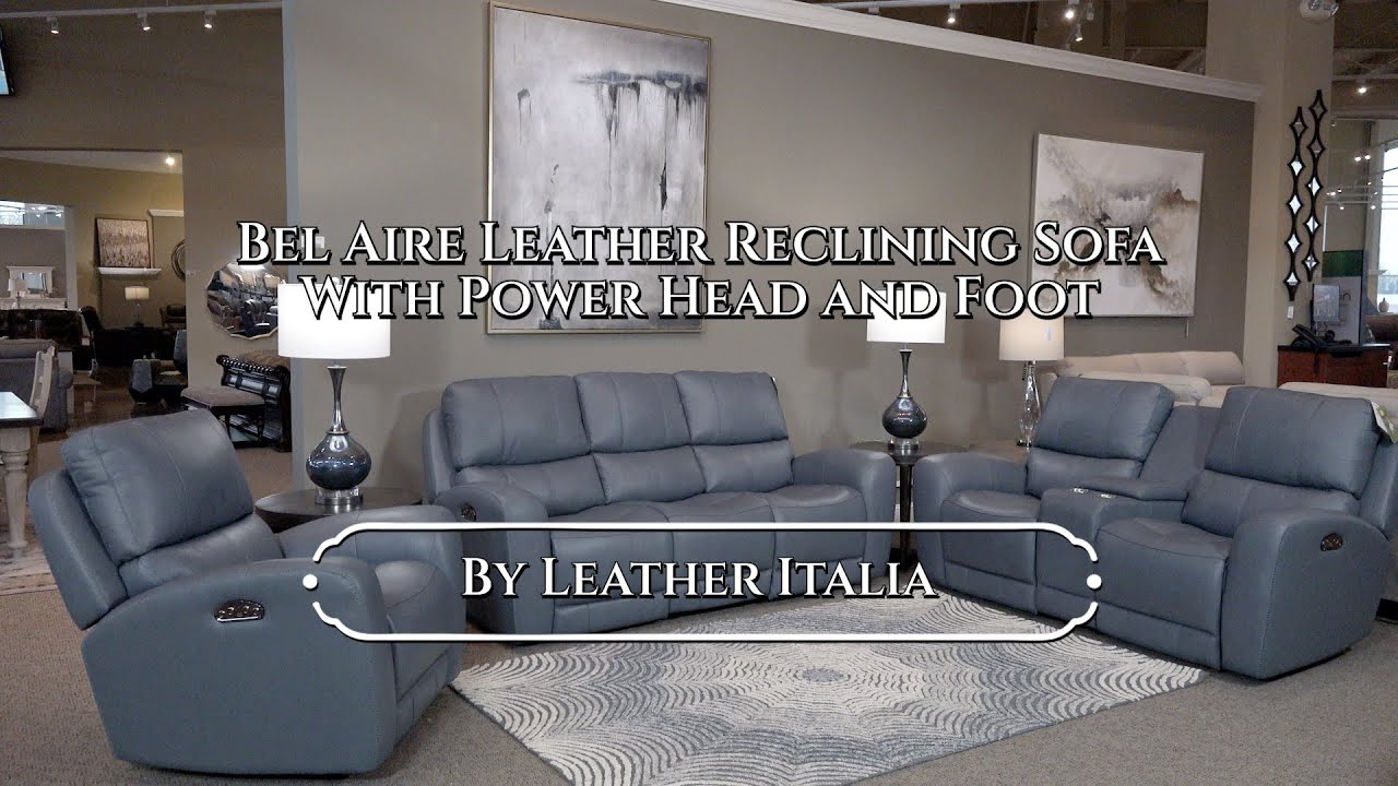 Leather Italia Bel Aire Leather Reclining Sofa With Power Head and Foot 2084040