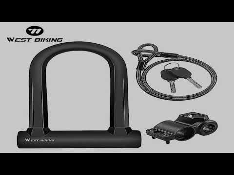 WEST BIKING MTB Road Bicycle Lock Anti-theft Bike Cable U Lock With 2 Keys Motorcycle Scoo