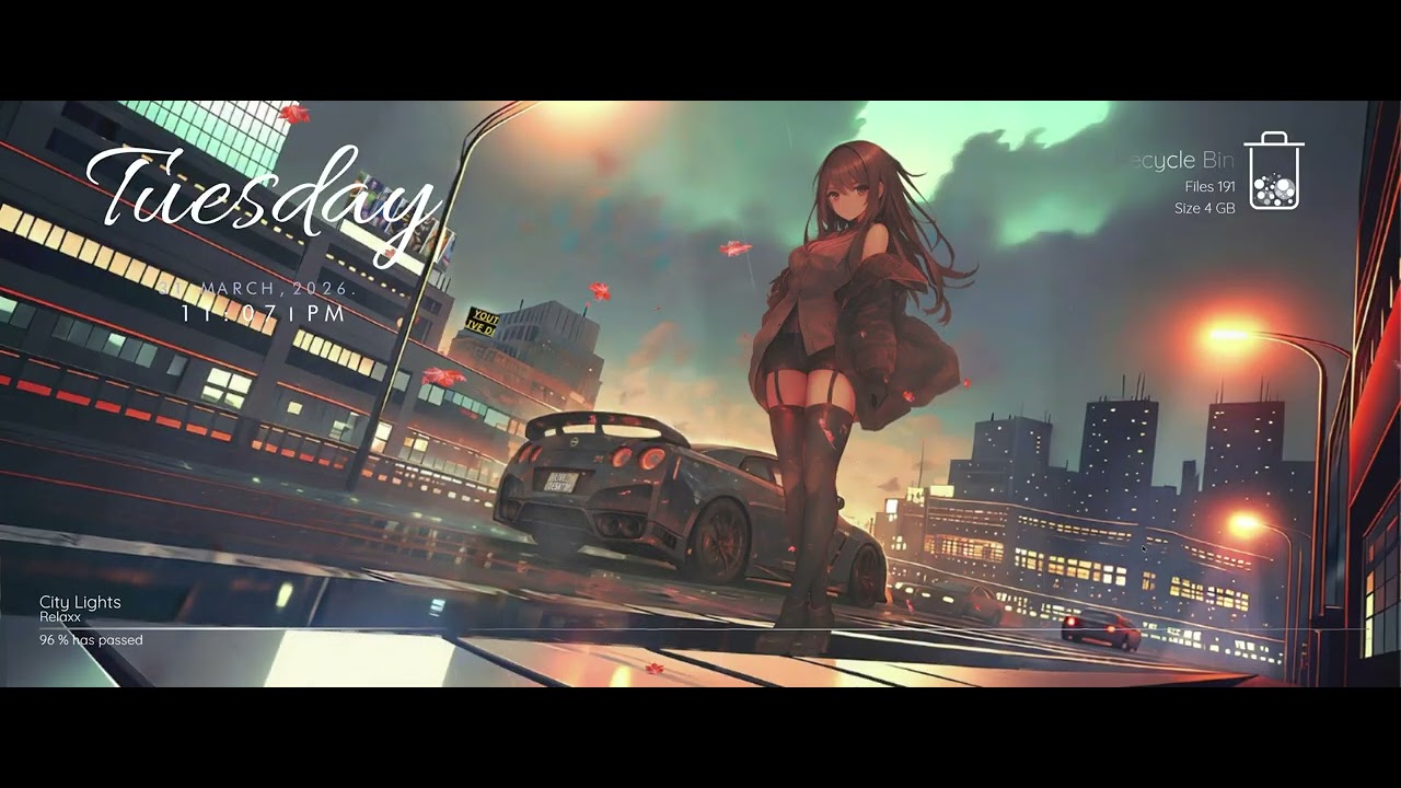 LITTLE ANIME GIRL - CITY LIGHTS▪️4K LIVE DESKTOP | WALLPAPER