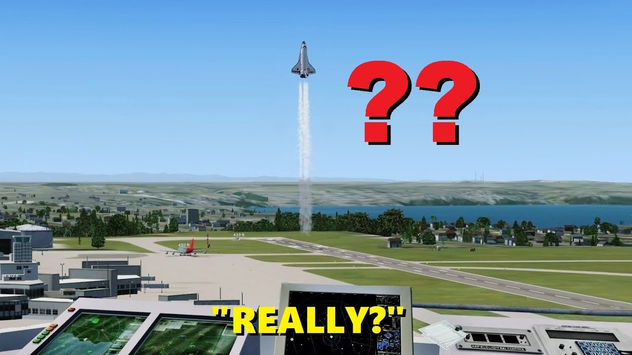 Guy Launches SPACE SHUTTLE in Flight Simulator X (Multiplayer ATC)