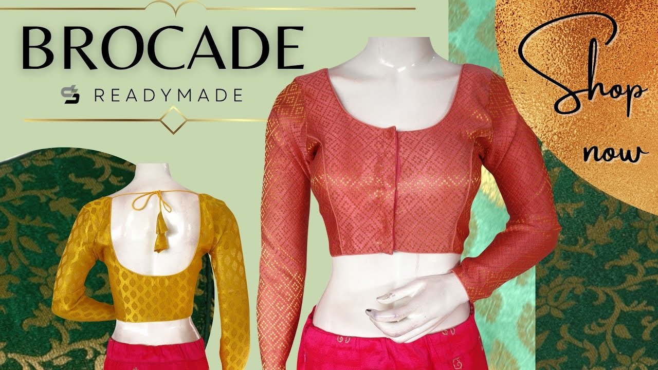 Full Sleeves Brocade Blouses - Readymade Blouses - D3 Blouses