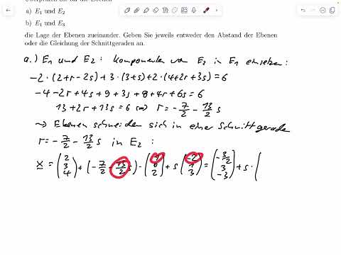 A2 – Analytische Geometrie – Ebenen im Raum Schnittgerade und Abstand (Klausur SoSe 2024)