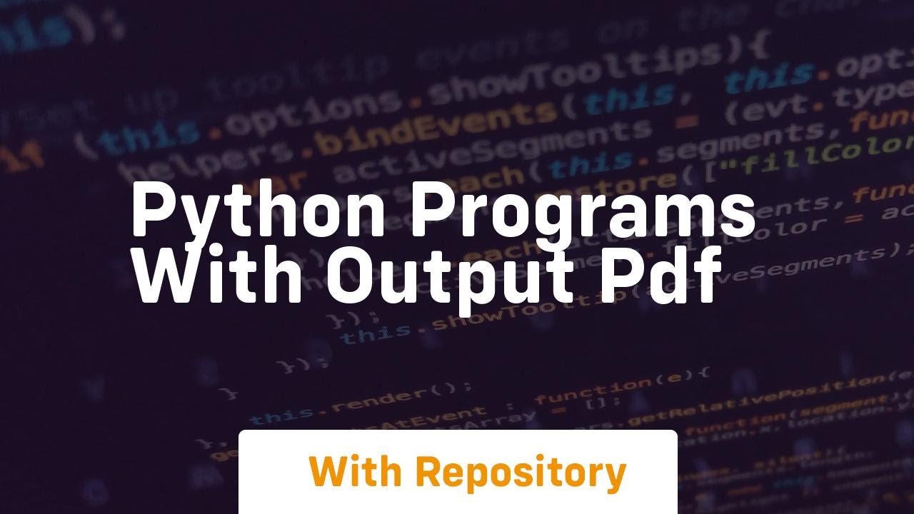 python programs with output pdf