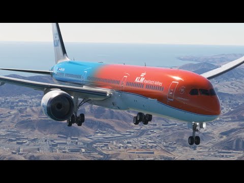 AMAZING,BEAUTIFUL LANDING KLM boeing 777 // california