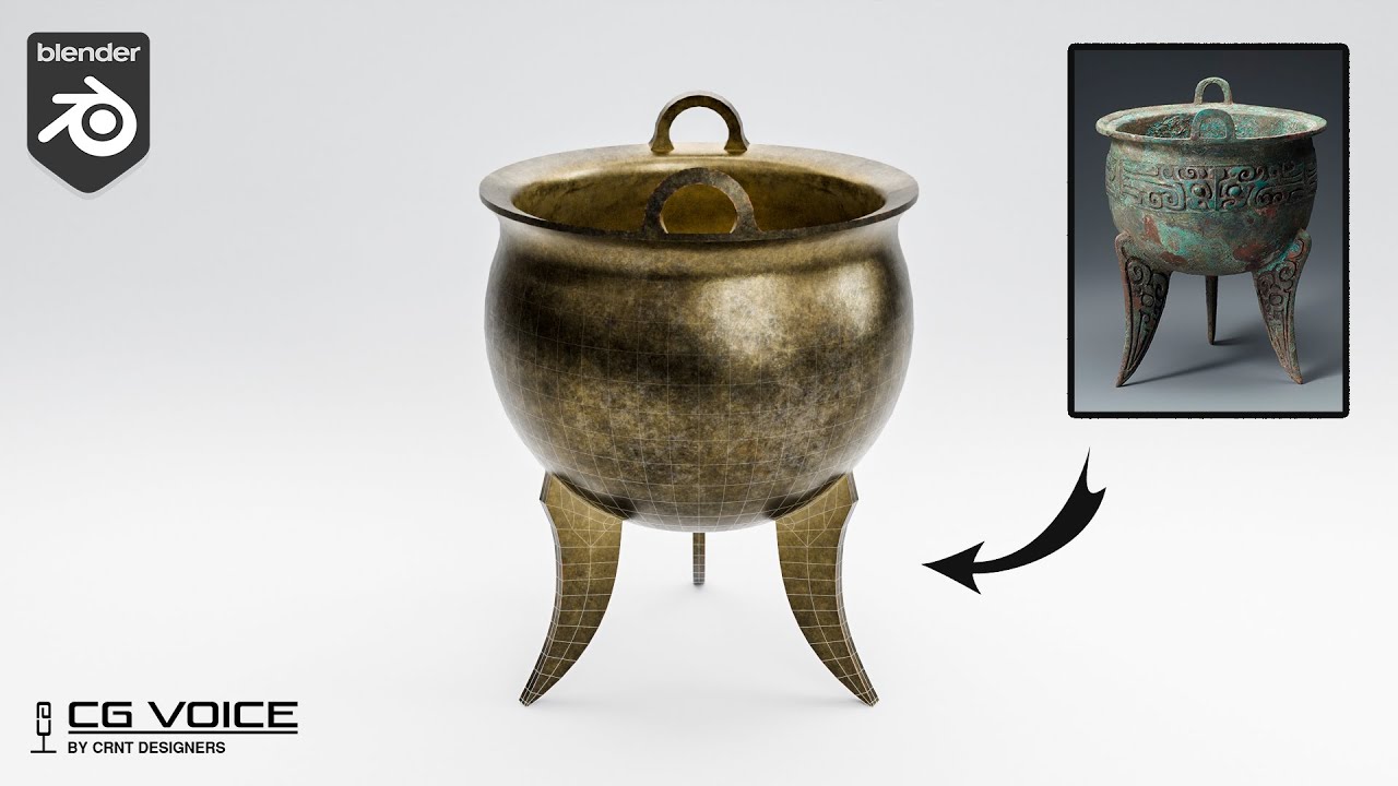 how to model this Chinese Tripod Ding Vessel in blender _ blender modeling