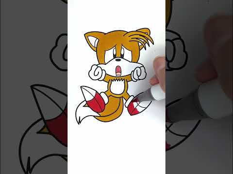 ⚡️Coloring Tails Sonic the Hedgehog #shorts #short #coloring #sonicthehedgehog #speedcoloring 🦊