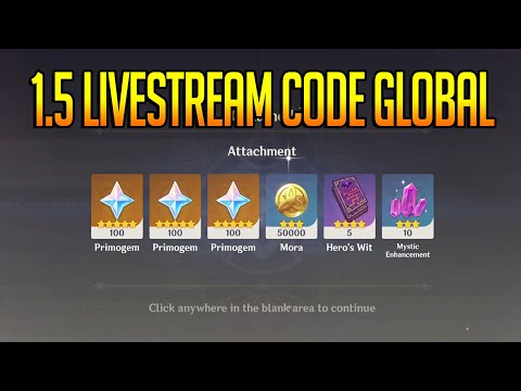 1.5 Livestream Code Global 300 Primogems (Limited Time)