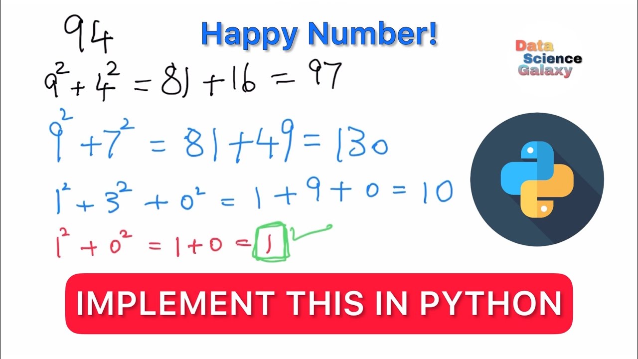 Happy Number In Python | Python Programming | Data Science Galaxy