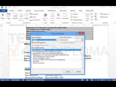 Enter a new cross reference for heading Office Online video demos, using the name see the