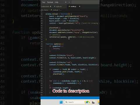 Day-1 : Snake 🐍 Game by Html Code #snake #game #coding #htmlcoding #javascript