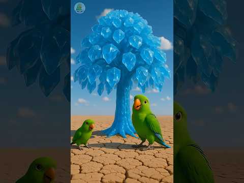 A parrot and it's baby plants a ice tree and build a ice house in desert π #parrot #ai