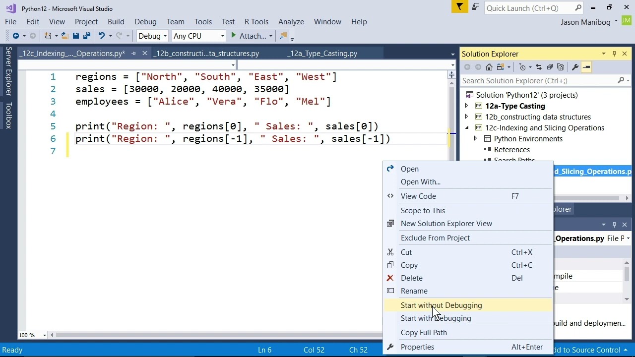 Indexing and Slicing Operations - Python (INF-303) tutorial