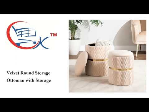 Storage Ottomans, Storage Stool, Ottoman Stool, Leather Ottoman, Round Ottoman, Grey Ottoman!