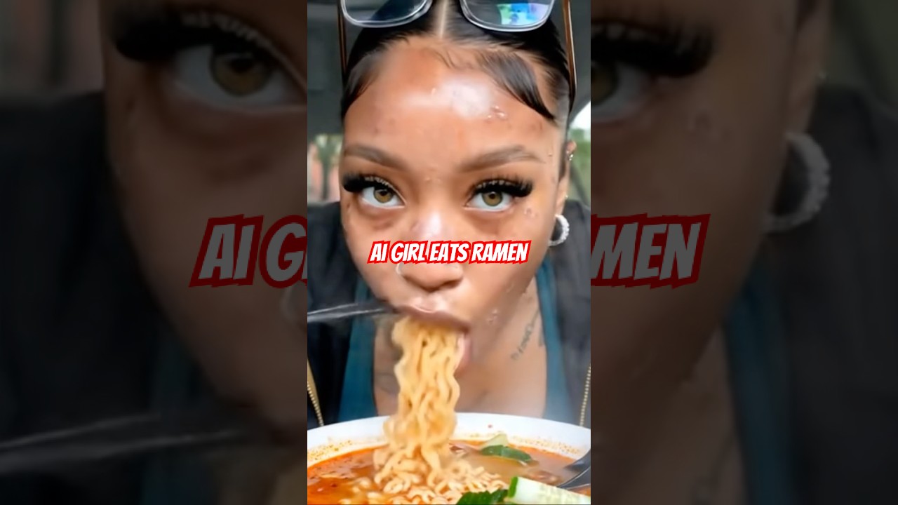Realistic Ai girl eats #ramen #ai #veo3 #aiinfluencers #trending #viral #fyp