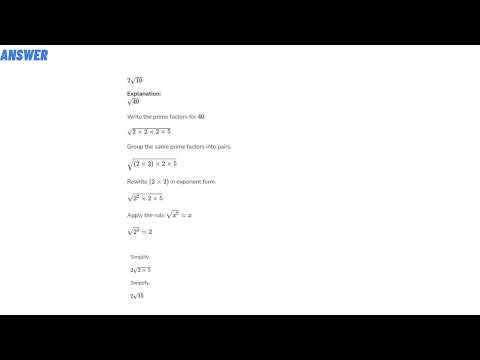 How do you simplify the square root of 40?