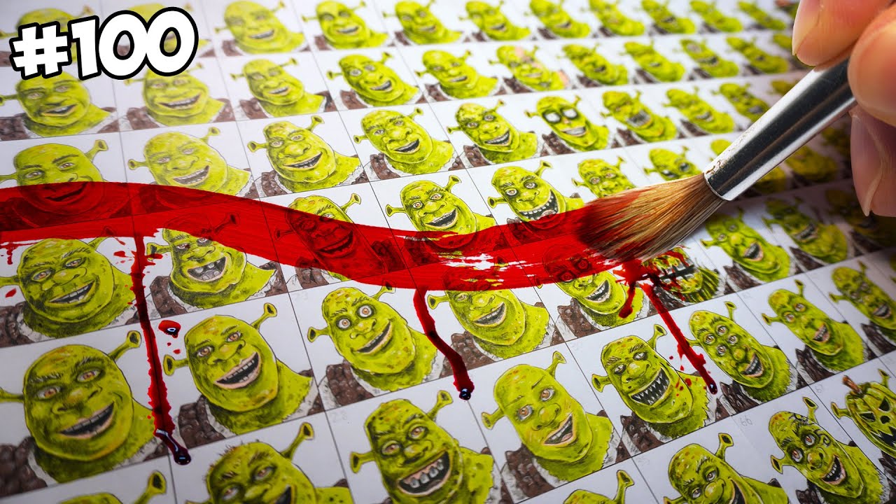 HORROR Artist Draws SHREK 100 Times ✍️