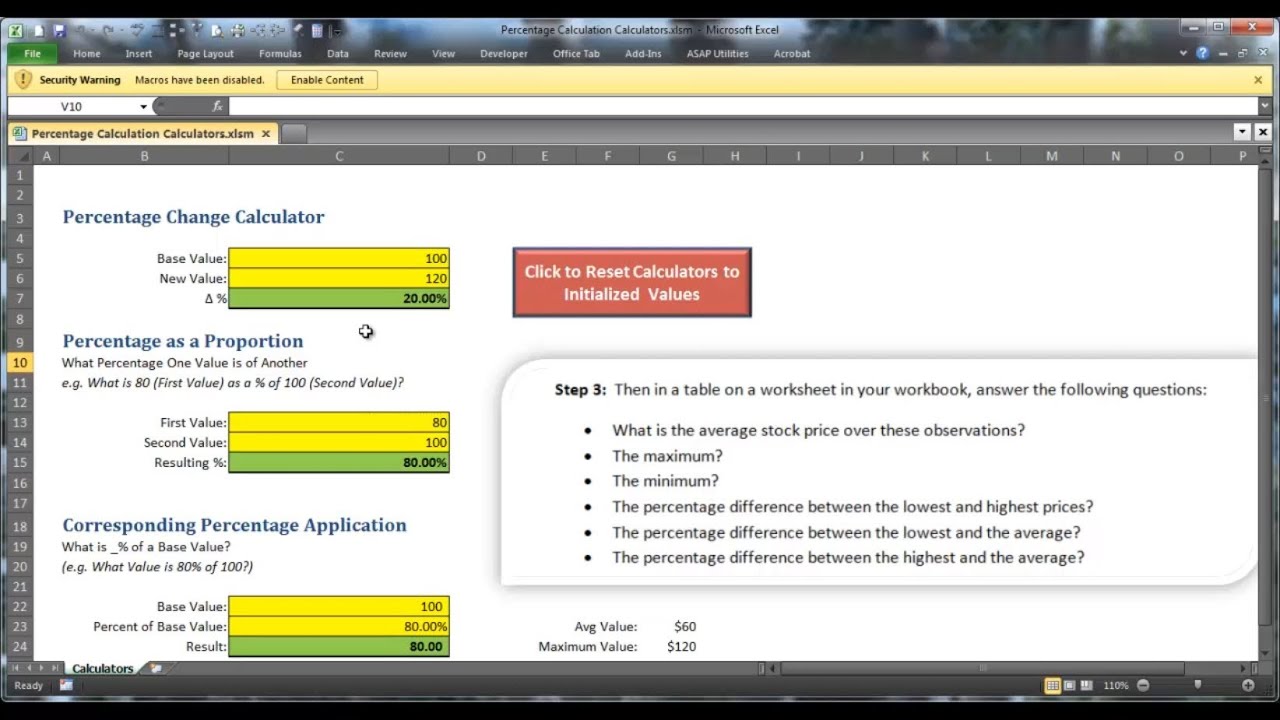 Percentage Change Calculator Tour