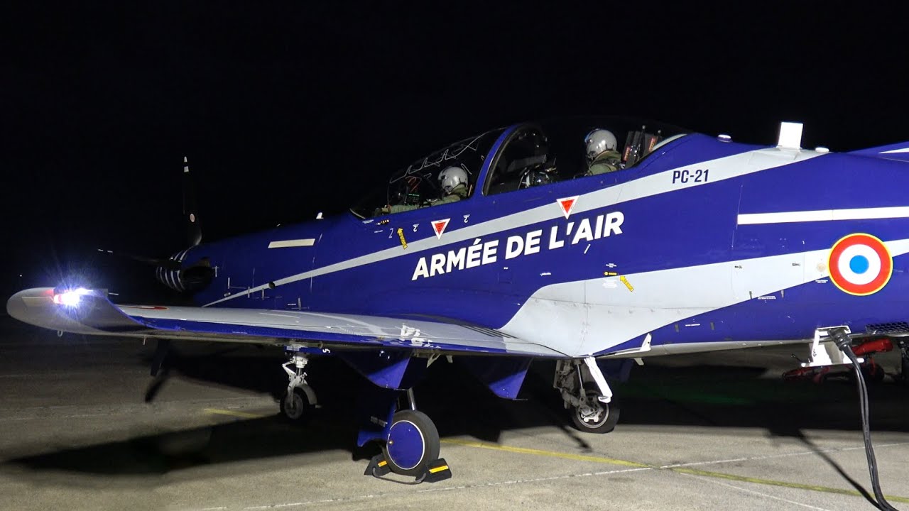 French Air Force Pilatus PC-21 night departure