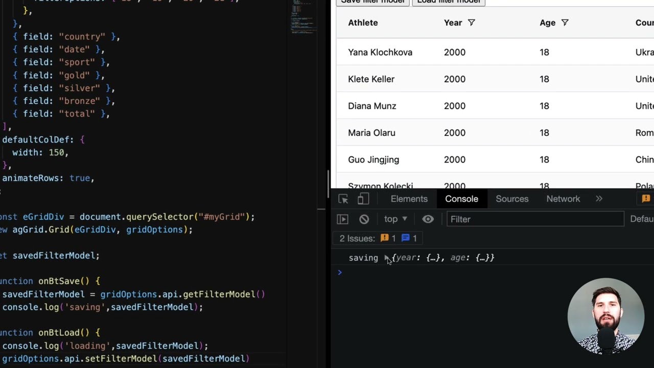 Custom Filter Components for AG Grid's Javascript Data Grid