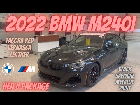 2022 BMW M240i Black Sapphire With Tacora Red Leather Showcase!
