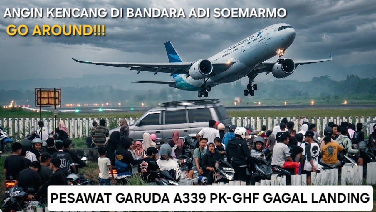 Due to Strong Winds, Garuda A339 PK-GHF GA2221 Fails to Land in Solo, Diverts to Surabaya