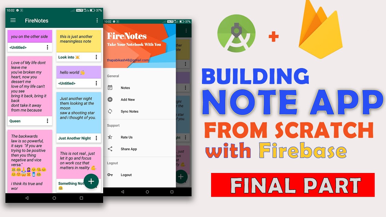 Android Note Taking App Tutorial With Firebase | Final Part | Animation & Bug fixes