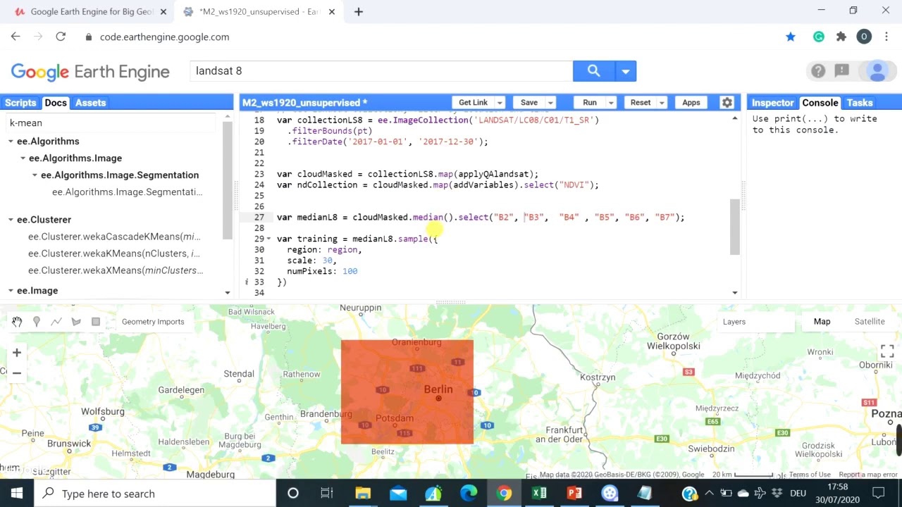 Unsupervised image classification in Google Earth Engine