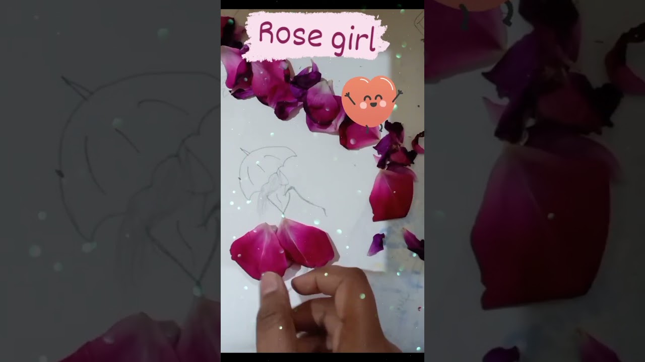 Easy girl Drawing with rose petals #art #girl #rose #shorts #trending #short#color