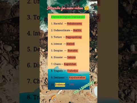 Filipino/Tagalog English Translation Build your English and Tagalog with their meanings