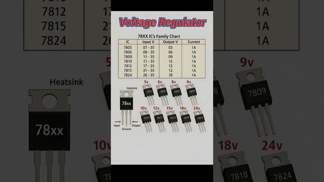 Voltage Regulator IC7805 ,7806, 7809, 7810  7812 ,7815, 7824
