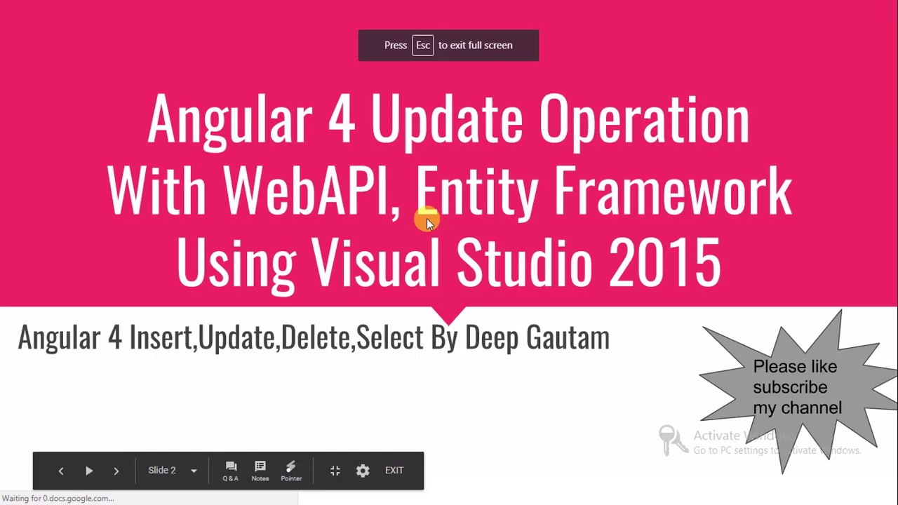Angular 4 Update Operation With Web API and Entity Framework