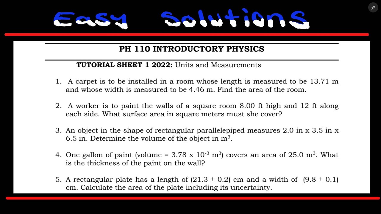 Tutorial sheet 1 [PH 110] Questions 1-5 | 2022