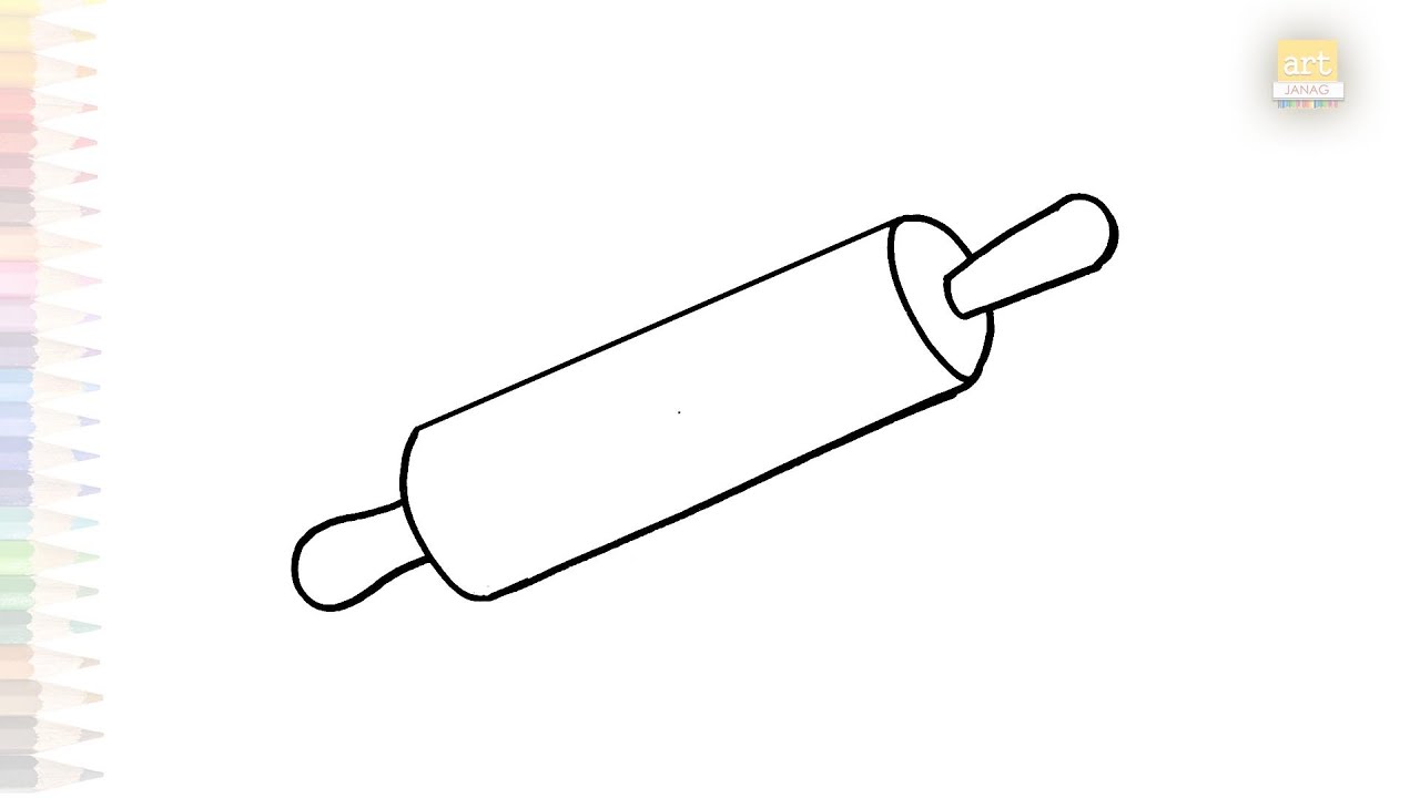 Rolling pin drawing | Kitchen drawings | How to draw A Rolling pin step by step #artjanag