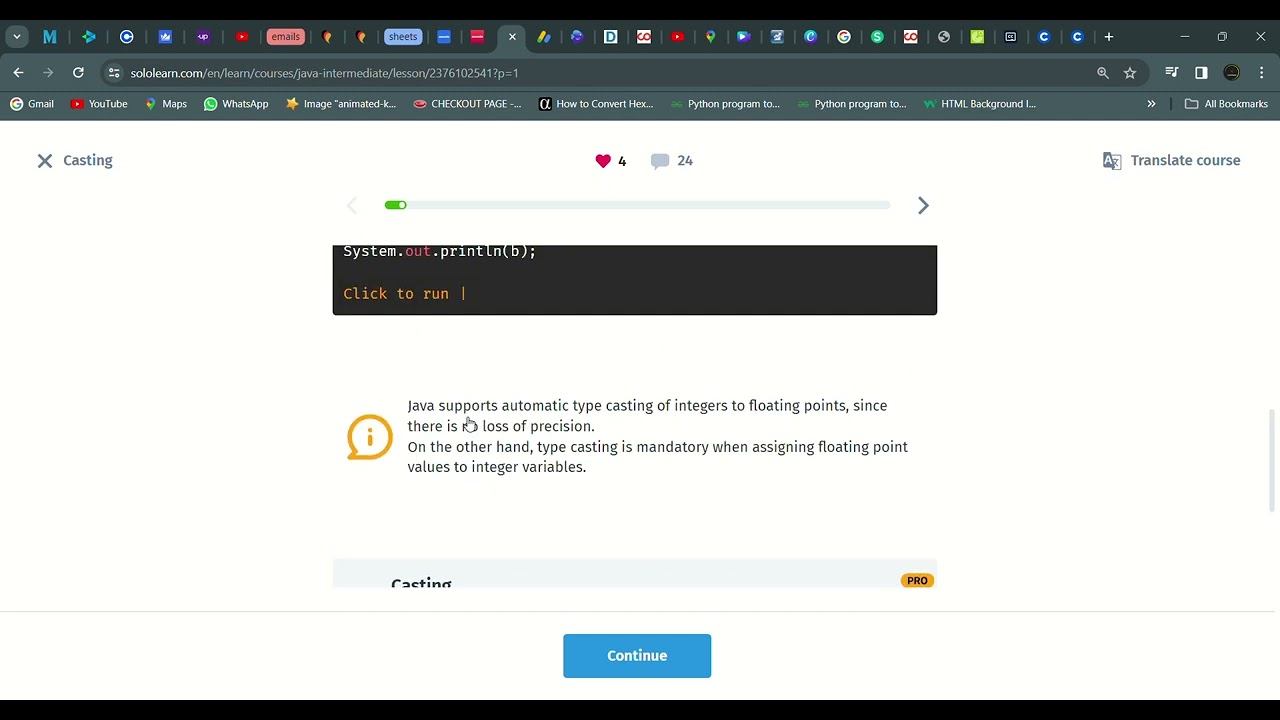 19 Casting | Java Intermediate | Sololearn