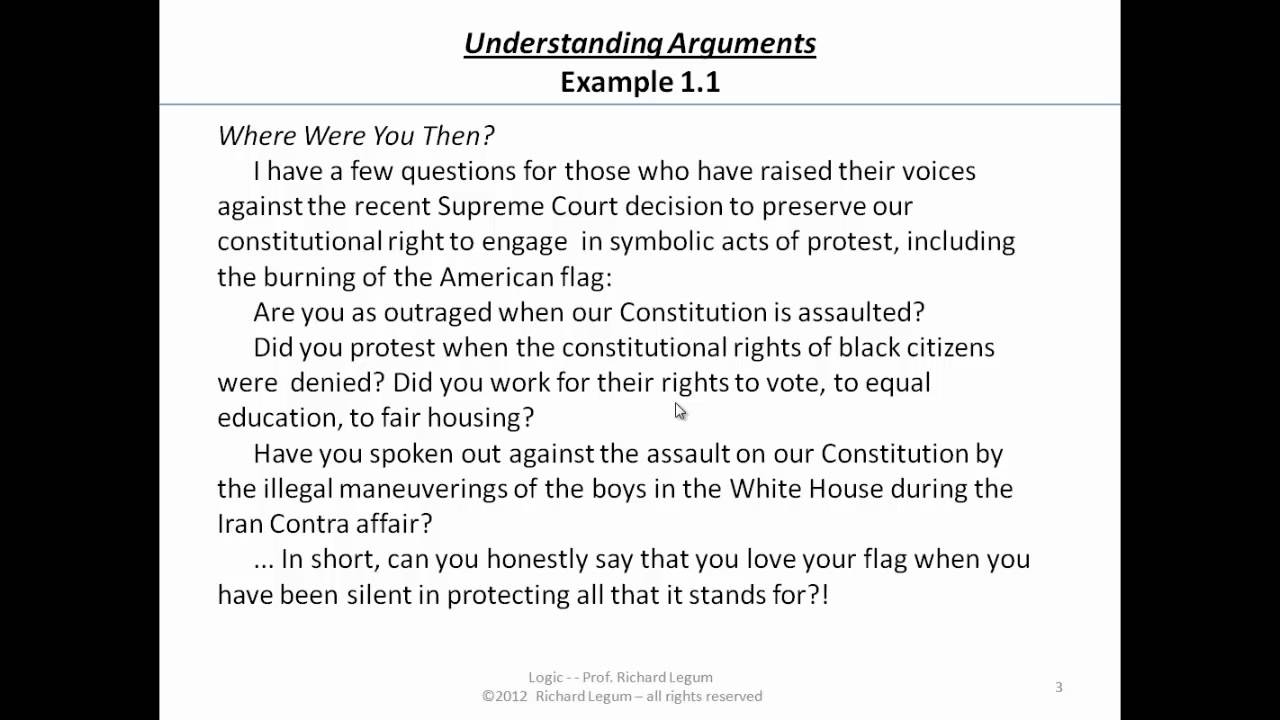 Understanding Arguments Part 1