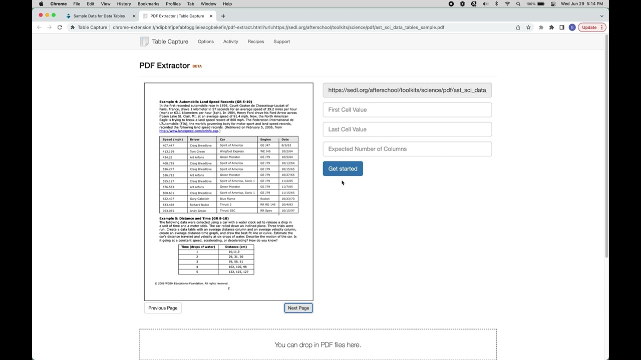 Table Capture: Capturing Tables from PDFs
