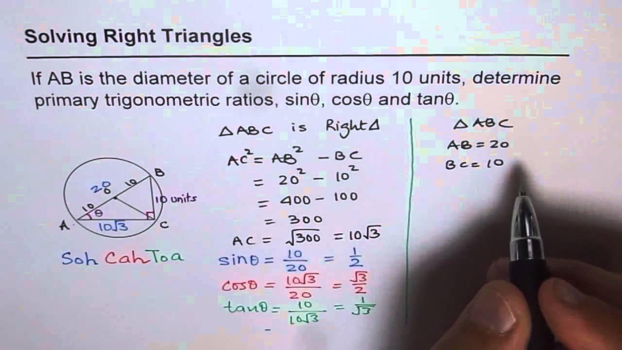 Solve Right Triangle Inscribed in a Circle -GCSE-EDEXCEL-SAT
