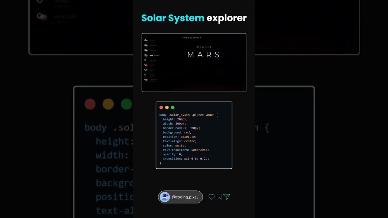 Solar System Explorer 🌌 | CSS & HTML Animation Project #Shorts
