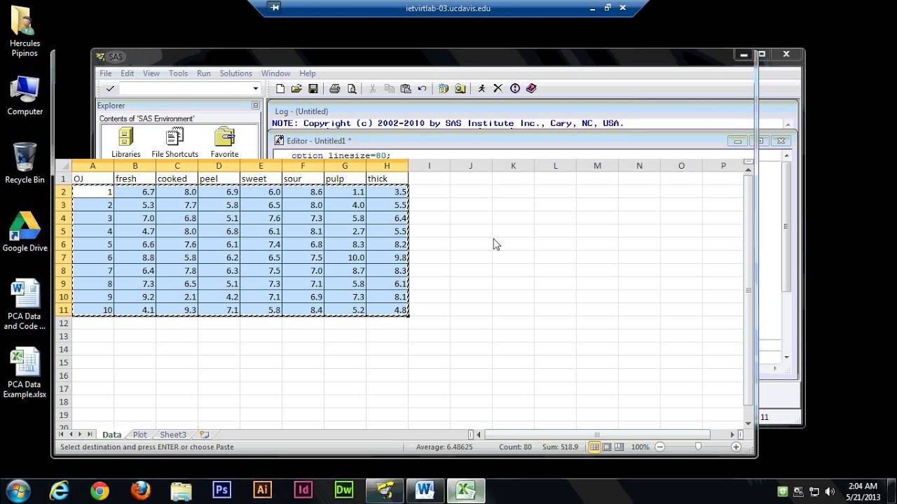 PCA Tutorial Using SAS Part 1