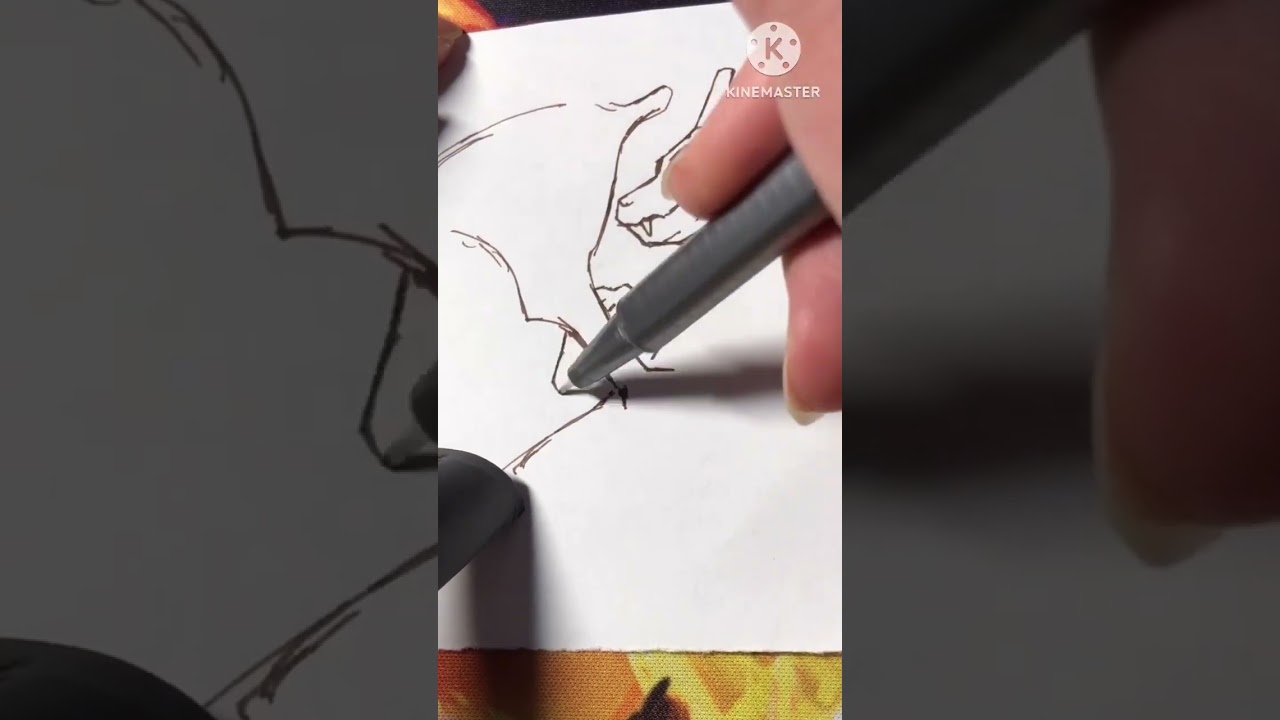 Pokemon Drawing - based on Dark Charizard art.