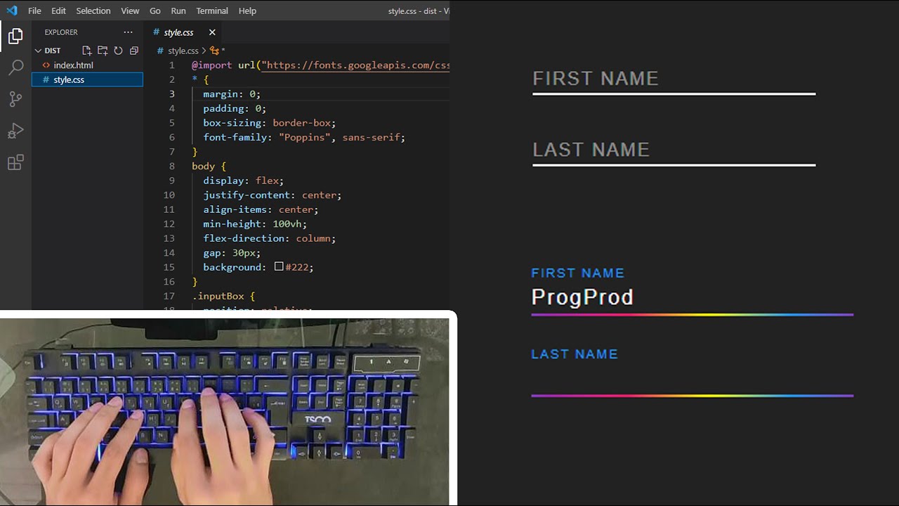 ASMR Programming - Input Field Text and Gradient Border Animation using Html CSS - No Talking