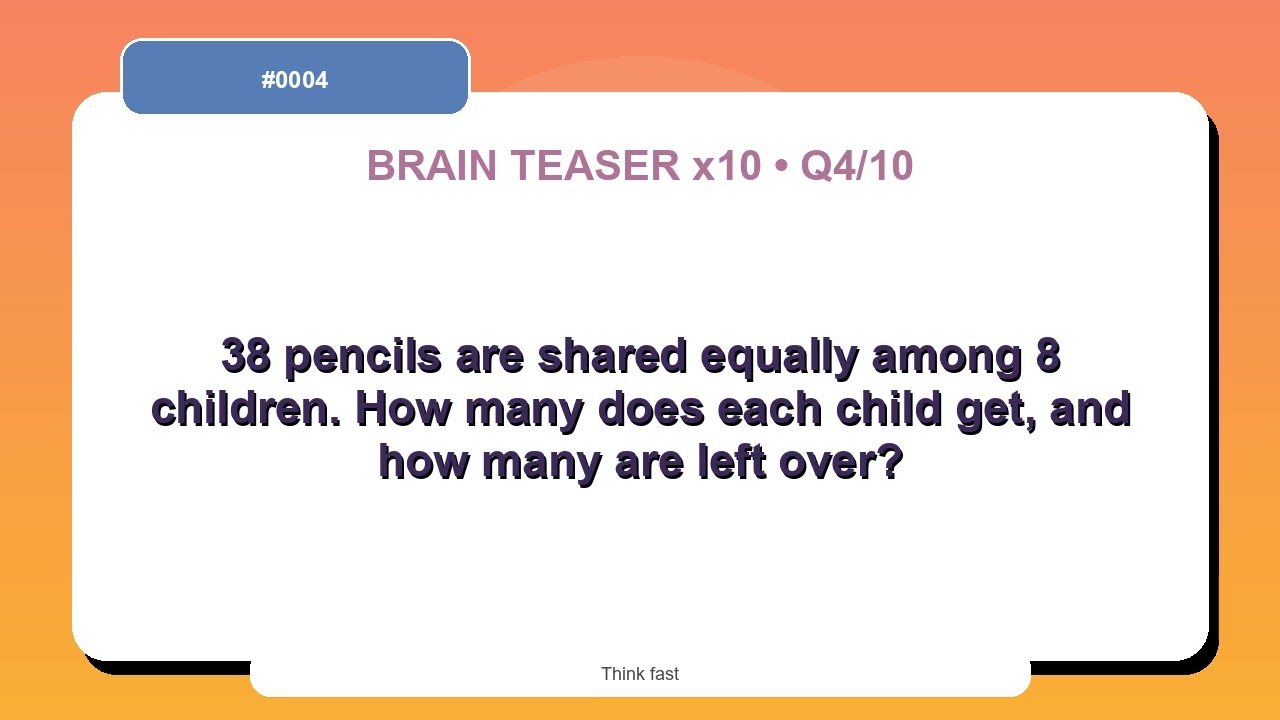 Brain Teaser Challenge #0004 | 10 Logic Puzzles