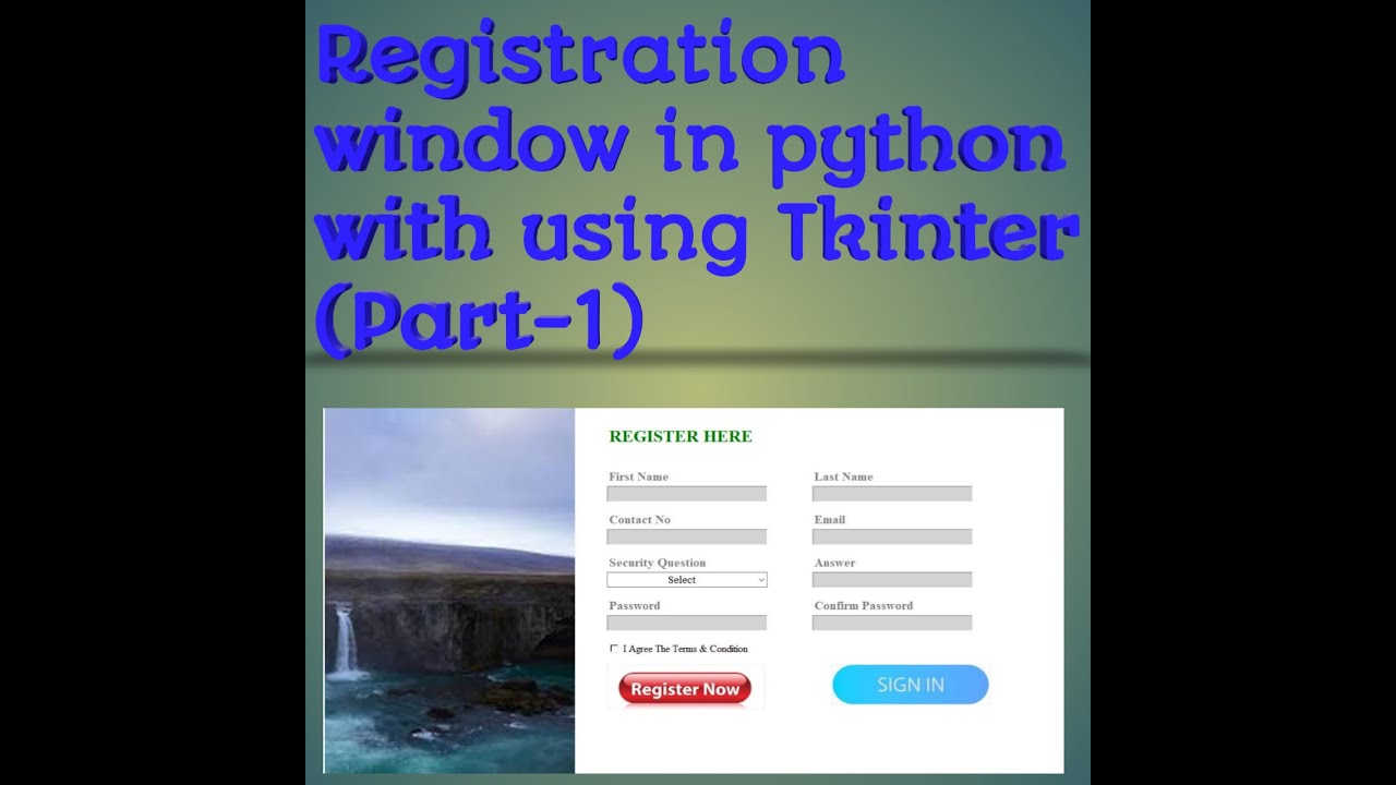 Registration window in python with using of tkinter module (Part-1) || PYTHON WORLD ||
