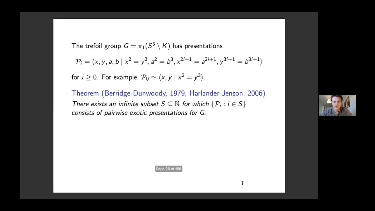 Johnny Nicholson : Projective modules and exotic group presentations