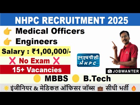 NHPC Recruitment 2025 | Medical Officer & Engineer Jobs | MBBS, BE/BTech Government Jobs 2025