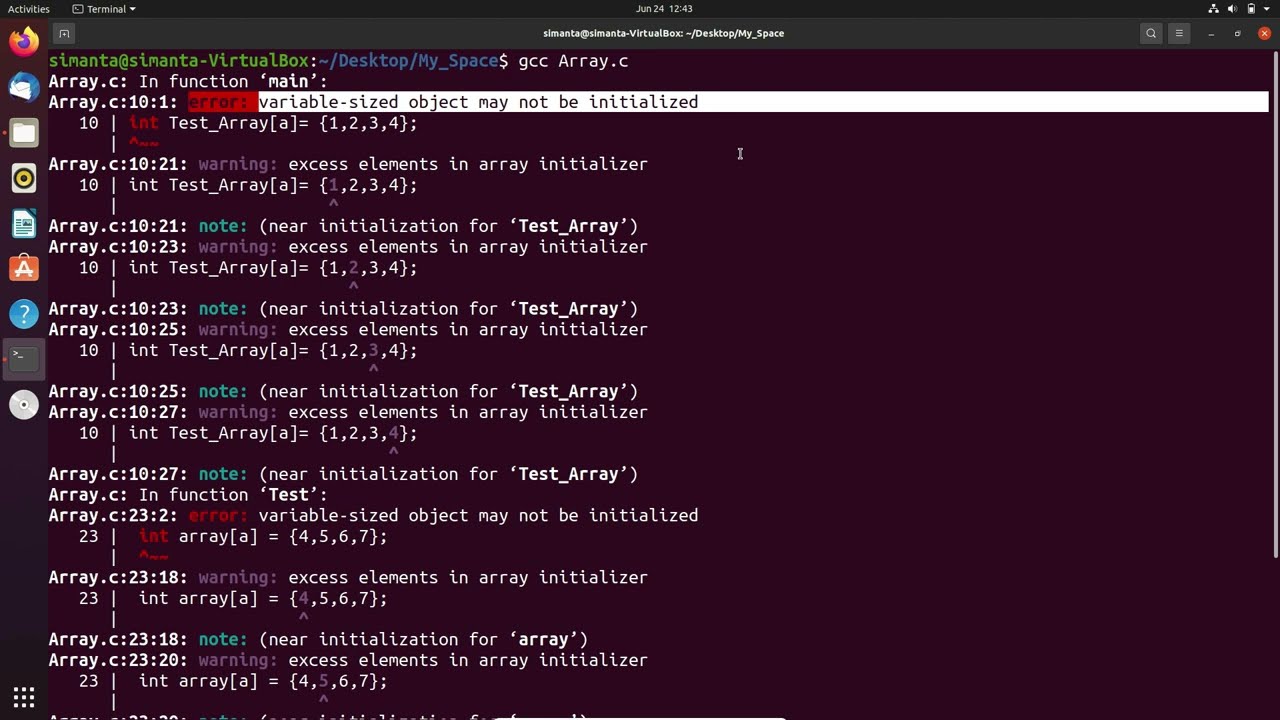 Error : Variable sized object may not be initialized | C Programming Tutorial